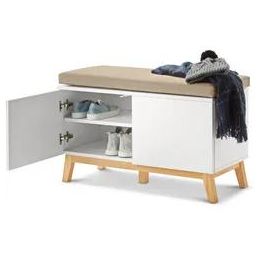 Tchibo - Sitzbank mit Stauraumf&auml;chern - 84x38x52cm - beige - Holz / Eschen-Massivholz / Polyester
