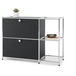 Tchibo - Sideboard Metall &raquo;Cn3&laquo; mit 2 Klappenf&auml;chern - 115x40x82,5cm - schwarz - Stahl / Glas / Aluminium