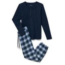 Tchibo - Flanell-Pyjama-Set - Damen - Gr. S - dunkelblau