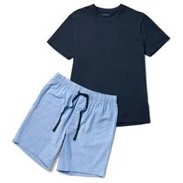 Tchibo - Shorty-Pyjama-Set mit gewebter Hose - Herren - Gr. XL - dunkelblau/gestreift