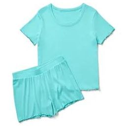 Tchibo - Shorty-Pyjama-Set aus Rippe - Damen - Gr. XS - t&uuml;rkis
