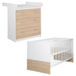 Roba &raquo;Gabriella&laquo; Kinderzimmerset mit schmaler Wickelkommode und Bett - 76x142x80cm - braun - Holz / Kunststoff
