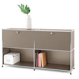 Tchibo - Sideboard Metall &raquo;Cn3&laquo; mit 2 versetzbaren Klappenf&auml;chern - 152x40x82,5cm - taupe - Stahl / Aluminium / Kunststoff