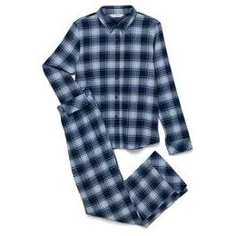 Tchibo - Flanell-Pyjama-Set - Damen - Gr. 46 - blau/kariert