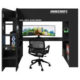 Phoenix roba Minecraft Gaming-Bett mit Schreibtisch - 226,5x96x181cm - schwarz - Holz / Kunststoff