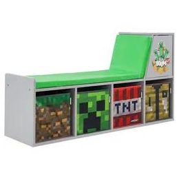 Phoenix roba Minecraft Sitzbank und Leseregal - 119x30x60cm - grau - Holz / Polyester / Schaumstoff