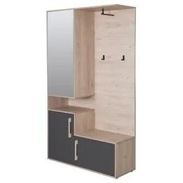 Roba Kompaktgarderobe &raquo;Entry&laquo; - 117x38x198cm - anthrazit - Holz / Metall / Glas