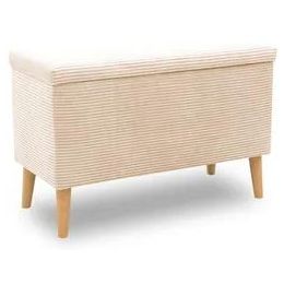 DOMO collection Domo Hocker &raquo;Kopenhagen&laquo; mit Staufach - 91x41x58cm - creme - Polyester / Holz / Holz