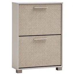Schildmeyer Tchibo - Schuhschrank &raquo;Edno&laquo; cremebeige mit Canasta-Dekor - 59,8x19,5x85,2cm - beige - Holz / Kunststoff / Metall