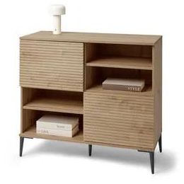 Tchibo - Sideboard &raquo;Reet&laquo; mit Lamellenoptik - 95,2x40,1x84,8cm - schwarz - Holz / Stahl