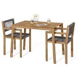 Tchibo - Balkon-Set mit Textilgeflecht - 110x65,6x75cm - grau - Akazienholz / Stahl / Polypropylen