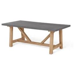 Tchibo - Dining-Tisch mit Polyzement-Tischplatte - 200x95x77cm - dunkelgrau - Polyzement / Akazienholz / Stahl