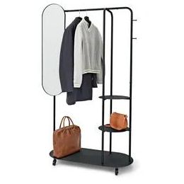 Tchibo - Standgarderobe auf Rollen mit gro&szlig;em Spiegel - 113x45x187cm - schwarz - Stahl / Glas