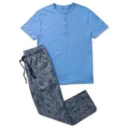 Tchibo - Pyjama-Set mit gewebter Hose - Herren - Gr. L - dunkelblau/paisley