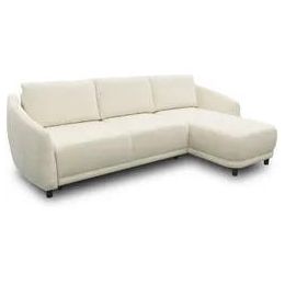 DOMO collection Domo Eck-Schlafsofa &raquo;Visby&laquo; - 249x158x87cm - creme - Polyester / Holz / Eichenholz