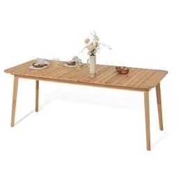 Tchibo - Doppelt ausziehbarer Teak-Dining-Tisch - 200x90x75,5cm - naturfarben - Holz / Edelstahl / Polypropylen