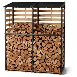 Tchibo - Kaminholzunterstand mit R&uuml;ckwand - 145x64x180cm - schwarz - Holz / Stahl / Polypropylen