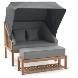 Tchibo - Premium Lounge-Strandkorb mit Sonnenschutz-Dach - 140x105x175cm - anthrazit - Akazienholz / Polypropylen / Polyester