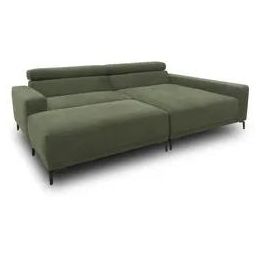 DOMO collection Domo Eck-Schlafsofa &raquo;Malm&ouml;&laquo; mit Hocker - 248x172x72cm - dunkelgr&uuml;n - Polyester / Nylon / Holz