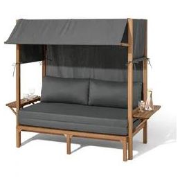 Tchibo - Lounge-Strandkorb mit ausziehbarem Fu&szlig;teil - 160x85,5x170,5cm - anthrazit - Akazienholz / Polyester / Polyurethan