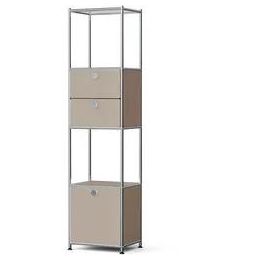 Tchibo - Metall-Regal &raquo;Cn3 Slim Line&laquo; mit 2 versetzbaren Schubladen und 1 versetzbaren Klappe - 40x30,5x158,5cm - taupe - Stahl / Aluminium /