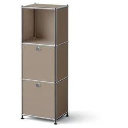 Tchibo - Kommode &raquo;Metall CN3 Slim Line&laquo; mit 2 Klappenf&auml;chern - 40x30,5x120,3cm - taupe - Stahl / Aluminium / Kunststoff