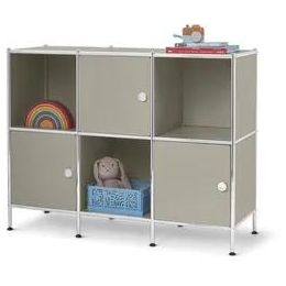 Tchibo - Sideboard Metall &raquo;Cn3 Kids&laquo; mit 3 T&uuml;ren - 116x40x89,5cm - hellgrau - Stahl / Kunststoff / Kunststoff