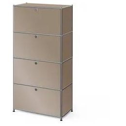 Tchibo - Metall-Highboard &raquo;Cn3&laquo; mit 4 Klappenf&auml;chern - 77x40x158,5cm - taupe - Stahl / Aluminium / Kunststoff