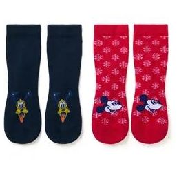 Tchibo - 2 Paar Kinder-Antirutsch-Socken &raquo;Mickey and Friends&laquo; - Kinder - Gr. 27-30 - dunkelblau/jacquard