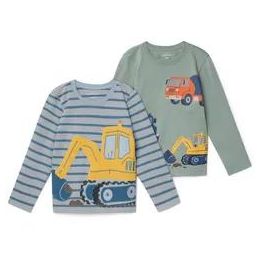 Tchibo - 2 Kinder-Langarmshirts mit Applikation - Jungen - Gr. 110/116 - blau