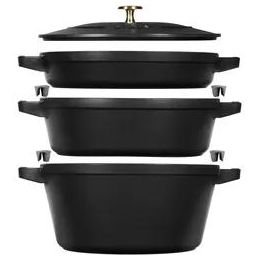 Staub Gusseisen-Kochtopfset &raquo;Stackable&laquo; - silber