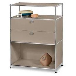 Tchibo - Kommode Metall &raquo;Cn3&laquo; mit 2 Schubladen - 77x40x102cm - taupe - Stahl / Aluminium / Kunststoff