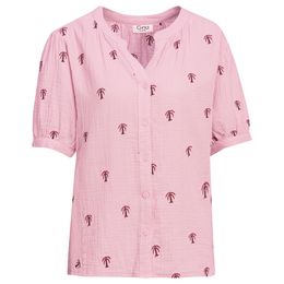 Gina Damen Musselin-Bluse mit Palmen-Stickerei