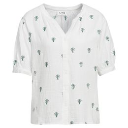 Gina Damen Musselin-Bluse mit Palmen-Stickerei