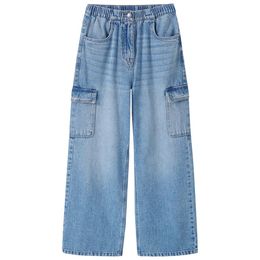 Yigga M&auml;dchen Wide-Leg-Jeans mit Beintaschen