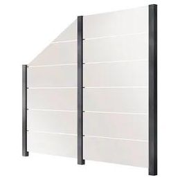 Zaun STAKET PRO, grau, Pfosten: 3 Stk., Aluminium, Glas, Zaunelemente, Glaszaun, Gesamtl&auml;nge: 2,17 m, 3 Pfosten