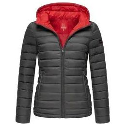 Steppjacke Marikoo "Luci", Damen, Gr. M (38), grau (anthrazit), Obermaterial: 100% Nylon. Futter: 100% Polyester. Wattierung: 100% Polyester. &Auml;rmelfutter: 100% Polyester, figurbetont h&uuml;ftbedeckend, &Auml;rmel ohne &Auml;rmelschlitz normaler Saum, Jacken Steppjacke, modische Damen &Uuml;bergangsjacke mit gro&szlig;er Kapuze
