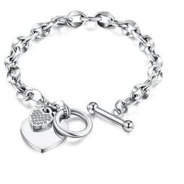 Armband "Strassherz", Damen, Gr. Metall, silber (silbern), Collezione Alessandro, Armb&auml;nder Armband