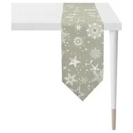 Tischband Apelt "9602 CHRISTMAS ELEGANCE, Weihnachtsdeko, Weihnachten", grau (taupe, silberfarben), B:21cm L:175cm, Polyester, Viskose, Tischdecken, Lurex-Jacquardgewebe
