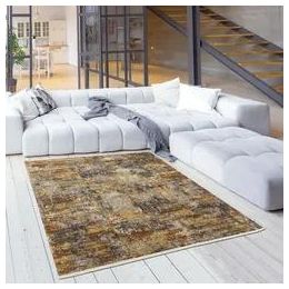 Teppich Sanat "Oasis 1871", gelb (goldfarben, gelb), B:120cm H:8mm L:180cm, Viskose, Teppiche, Teppich, Wohnzimmer, Kurzflor, Orient Optik