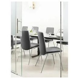 Polsterstuhl stressless "Laurel", grau (grau batick, schwarz matt), B:57cm H:92cm T:59cm, Leder BATICK: BATICK ist ein leicht korrigiertes, durchgef&auml;rbtes und genarbtes M&ouml;belleder, bei dem die meisten Unebenheiten und Spuren in der Regel entfernt wurden., St&uuml;hle, Polsterstuhl, Low Back, Gr&ouml;&szlig;e L, mit Beinen aus Stahl in Schwarz matt