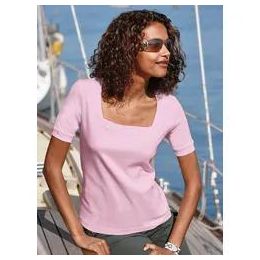 Kurzarmshirt Casual Looks "Shirt", Damen, Gr. 46, rosa (ros&eacute;), 100% Baumwolle, unifarben, eckiger Ausschnitt, Shirts