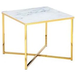 Beistelltisch Salesfever "Caorle Stilvoller Tisch", wei&szlig; (wei&szlig;, gold, gold, wei&szlig;), B:50cm H:42cm T:50cm, Tische, Beistelltisch, Elegante Tischplatte in edler Marmoroptik