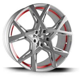 Barracuda PROJECT X Silver-brushed-Surface undercut Trimline red 10.0Jx22 5x108 ET40