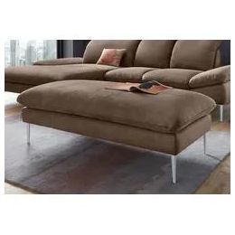 Hocker W.Schillig "enjoy&MORE", braun (mocca s37), B:151cm H:45cm T:71cm, Chenille-Flachgewebe R66 (85% Polyester, 15% Nylon);Longlife Xtra-Leder Z59: Glattleder mit modischer Pr&auml;gung. Hautst&auml;rke 0, 9 - 1, 1 mm;Stoff S37 (100% Polyester), Hocker, Hocker, F&uuml;&szlig;e silber matt, Breite 151 cm