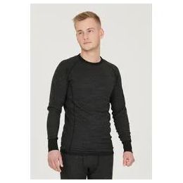 Funktionsshirt WHISTLER "BRADLEY", Herren, Gr. M, grau (grau, meliert), 45% Wolle, 45% Polyester, 10% Elasthan, meliert, lang, Rundhals, Shirts Funktionsshirt, mit hohem Merinowoll-Anteil