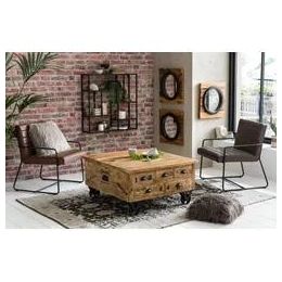 SIT-M&Ouml;BEL Couchtisch SIT "Rustic", beige (natur, print), B:90cm H:50cm T:90cm, Tische, Couchtisch, im factory design, Breite 90 cm, Shabby Chic, Vintage, quadratisch