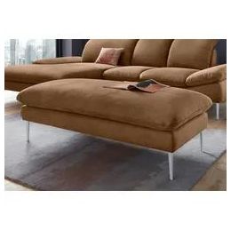 Hocker W.Schillig "enjoy&MORE", braun (chocolate s37), B:151cm H:45cm T:71cm, Chenille-Flachgewebe R66 (85% Polyester, 15% Nylon);Longlife Xtra-Leder Z59: Glattleder mit modischer Pr&auml;gung. Hautst&auml;rke 0, 9 - 1, 1 mm;Stoff S37 (100% Polyester), Hocker, Hocker, F&uuml;&szlig;e silber matt, Breite 151 cm