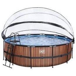 Framepool EXIT "inkl. multifunktionaler Poolabdeckung & W&auml;rmepumpe", braun, H:122cm &Oslash;:450cm, Schwimmbecken, &Oslash;xH: 450x122 cm, mit Sandfilteranlage und Sicherheitsleiter