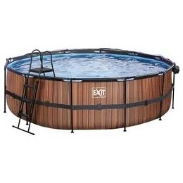 Framepool EXIT "inkl. multifunktionaler Abdeckung & W&auml;rmepumpe", braun, H:122cm &Oslash;:488cm, Schwimmbecken, &Oslash;xH: 488x122 cm, mit Sandfilteranlage und Sicherheitsleiter
